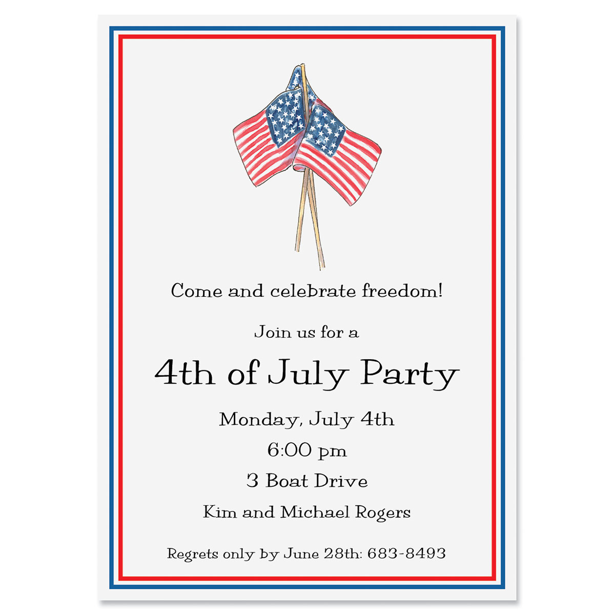 July Flags Invitation | Fine Stationery