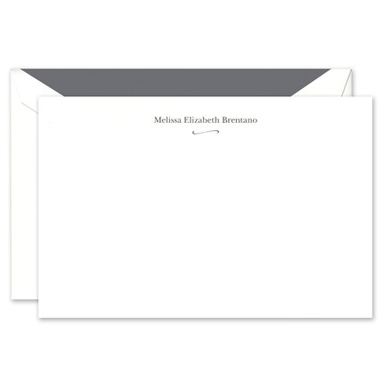 White Simple Flourish Flat Card | Fine Stationery