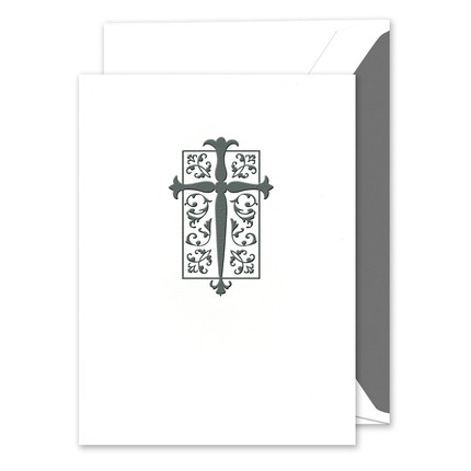 White Cross Folded Card | Fine Stationery