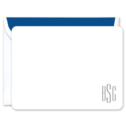 White Monogram Flat Note Card | Fine Stationery