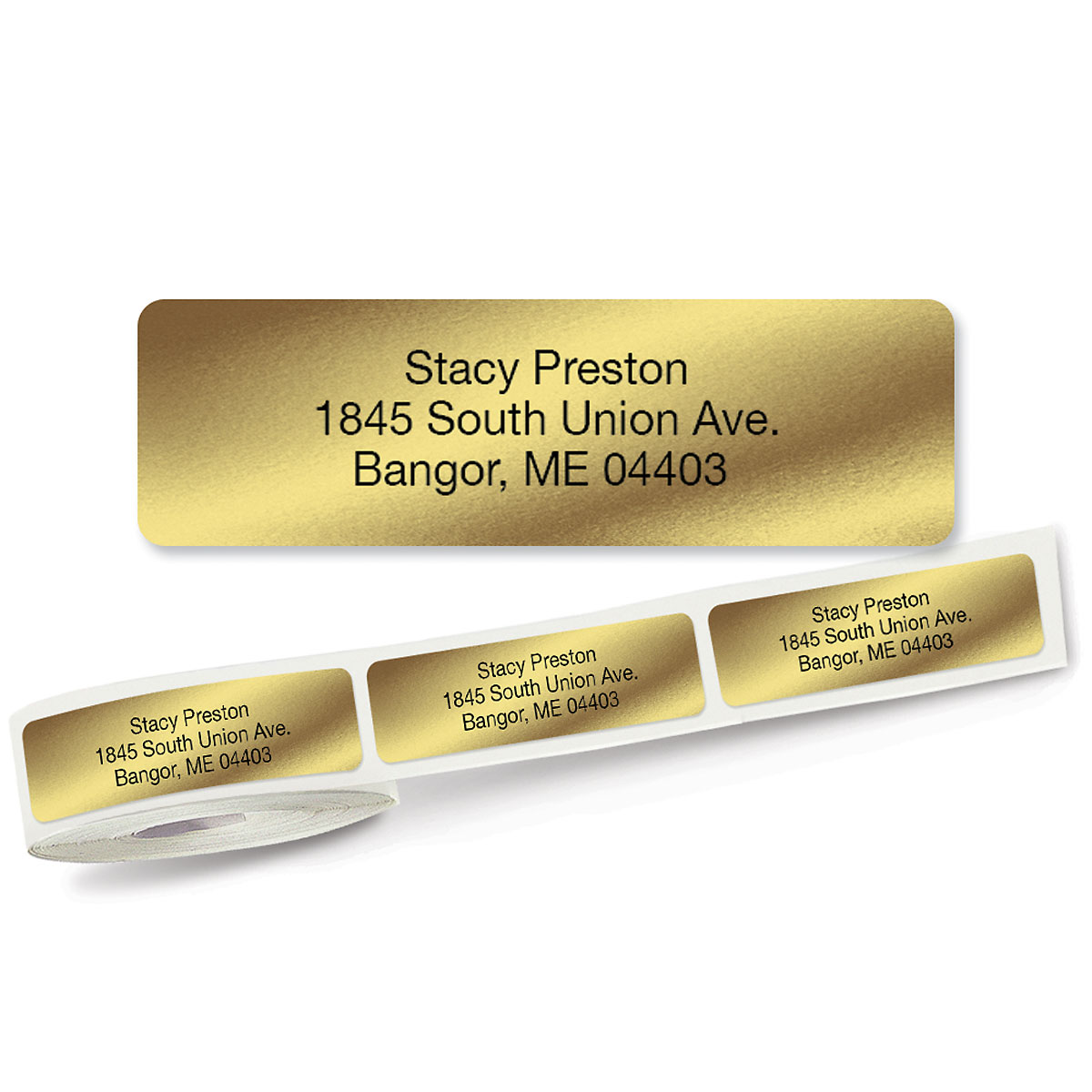 Gold Foil Standard Return Rolled Address Labels | Fine Stationery