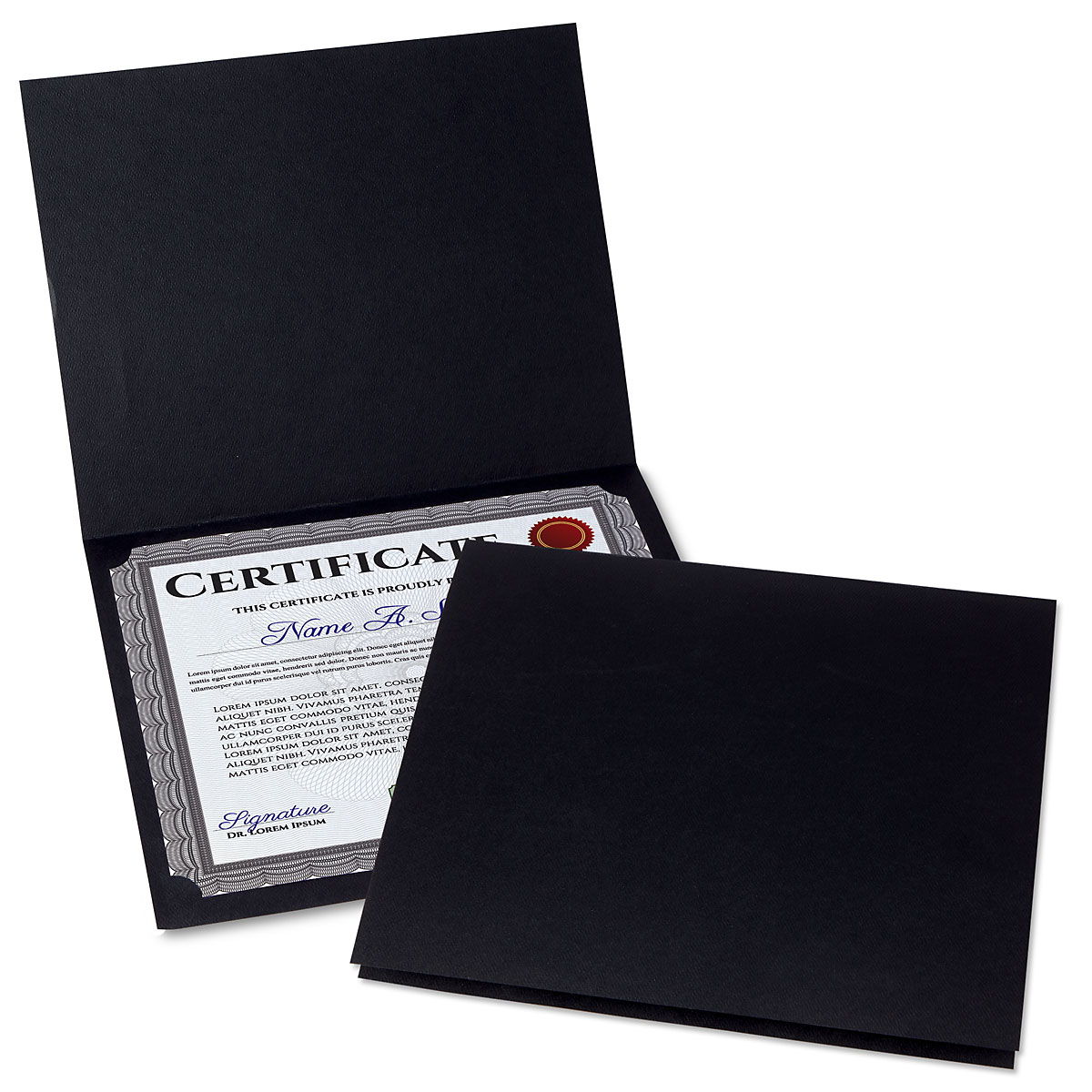 Plain Black Certificate Jacket | Fine Stationery
