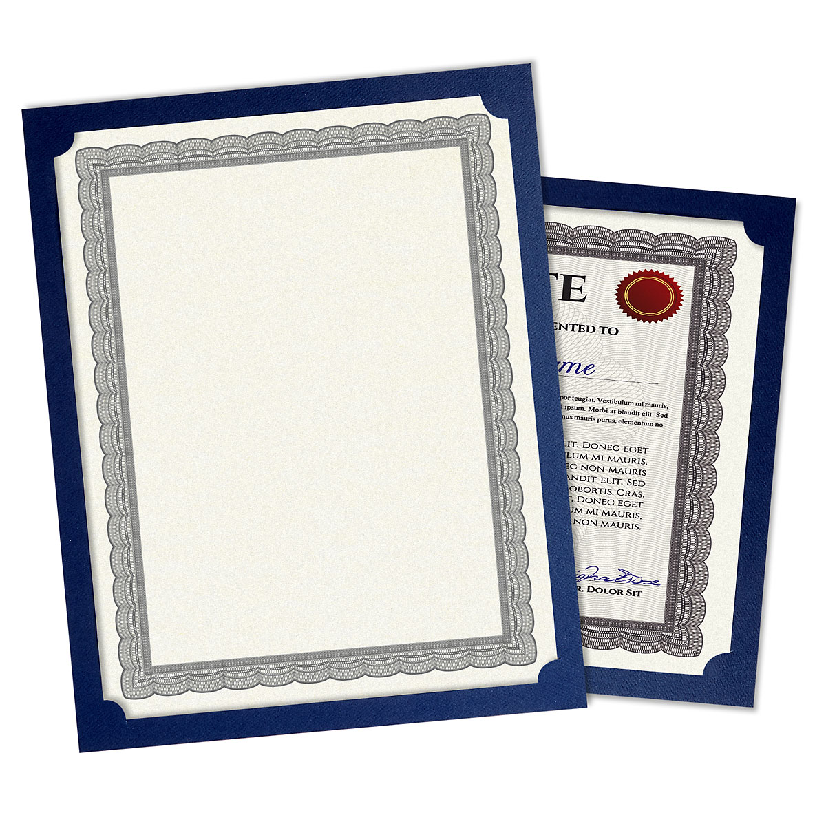 Plain Blue Certificate Jacket | Fine Stationery