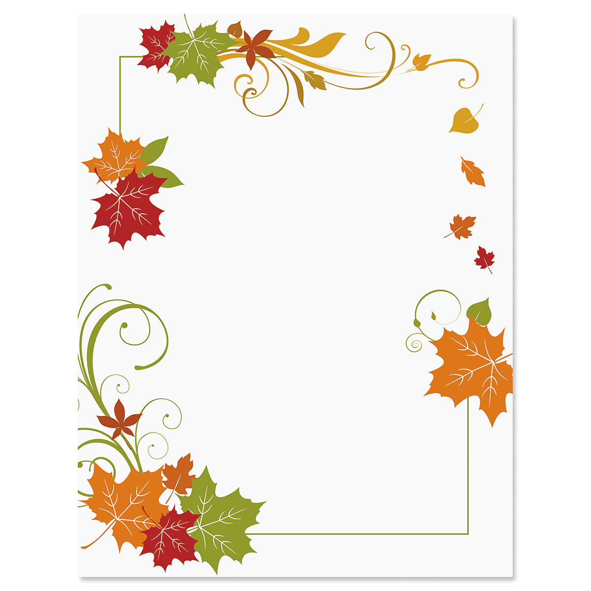 Fall Flourish Frame Letter Papers | Fine Stationery