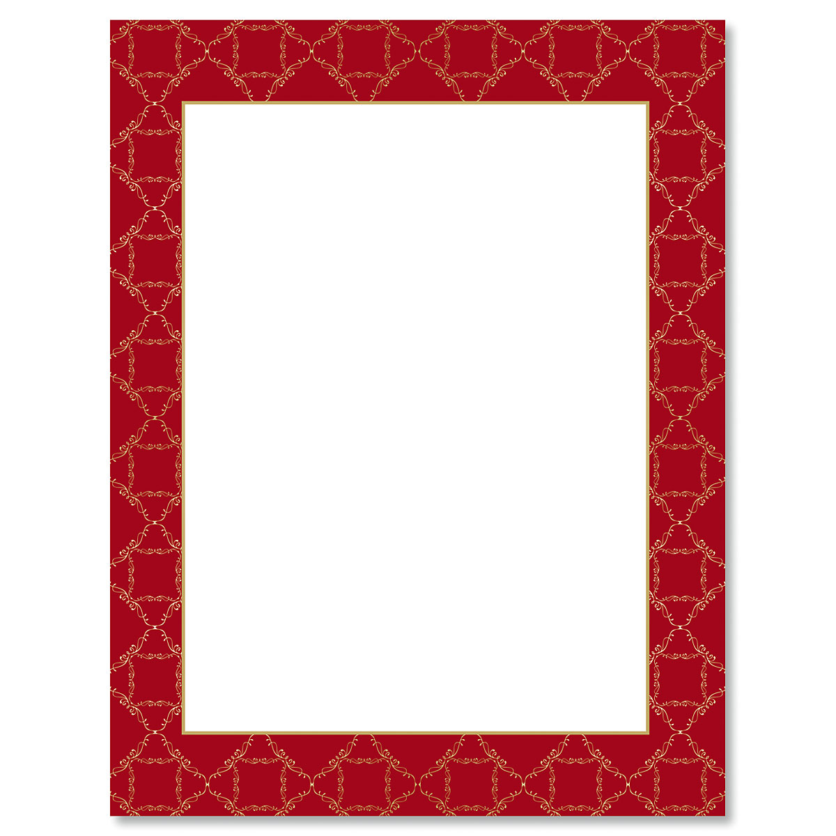 Red Damask Frame Letter Papers | Fine Stationery