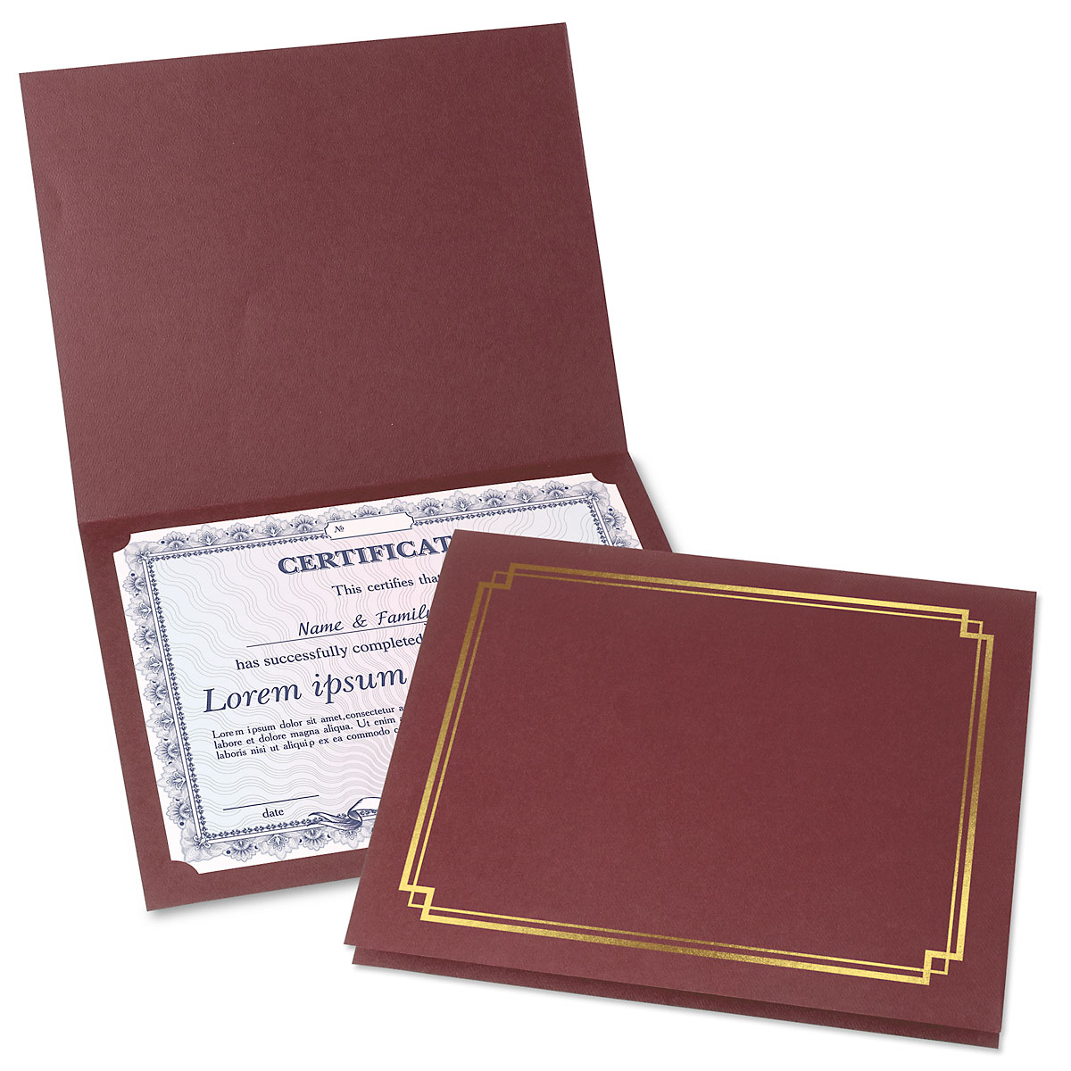 Burgundy Gold Border Certificate Folder | Fine Stationery