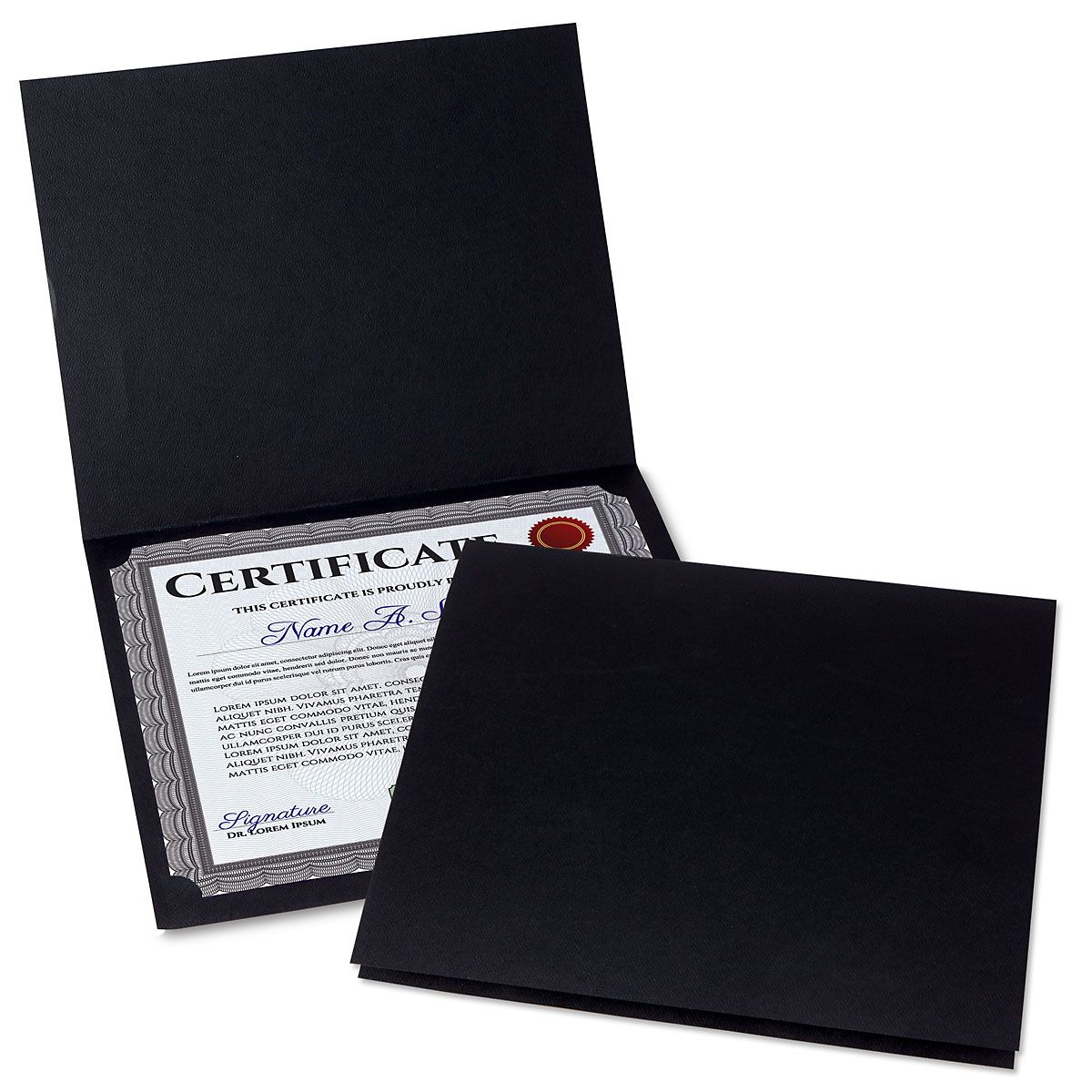 Plain Black Certificate Jacket | Fine Stationery