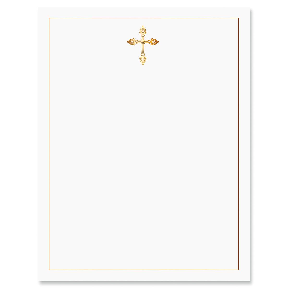 Golden Embellished Cross Letter Papers | Fine Stationery