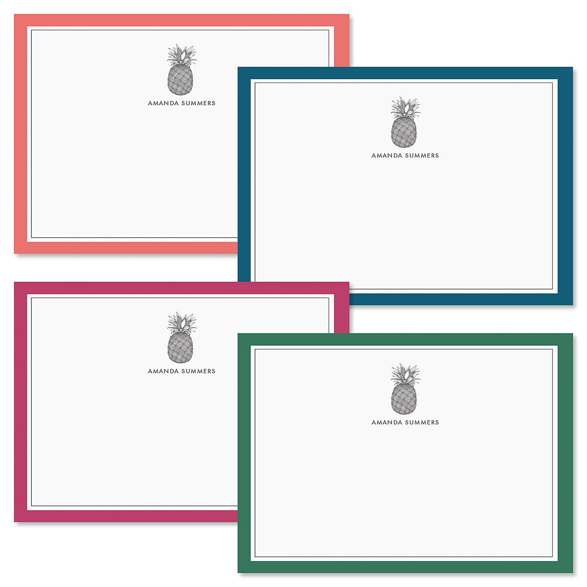 Pineapple Border Note Cards | Fine Stationery