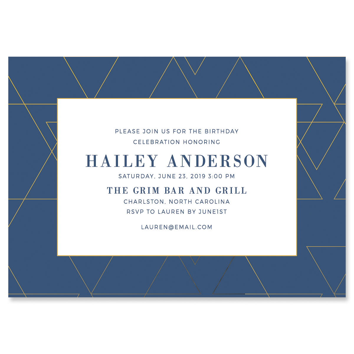 Posh Navy Geometric Invitations | Fine Stationery