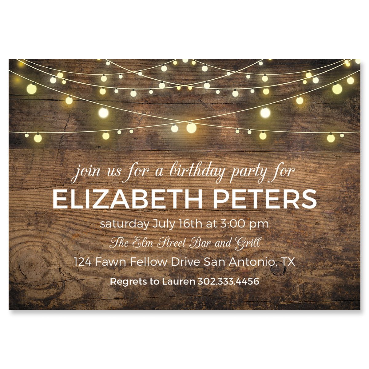 Rustic Lights Invitation - Heavy Weight Stock | Fine Stationery
