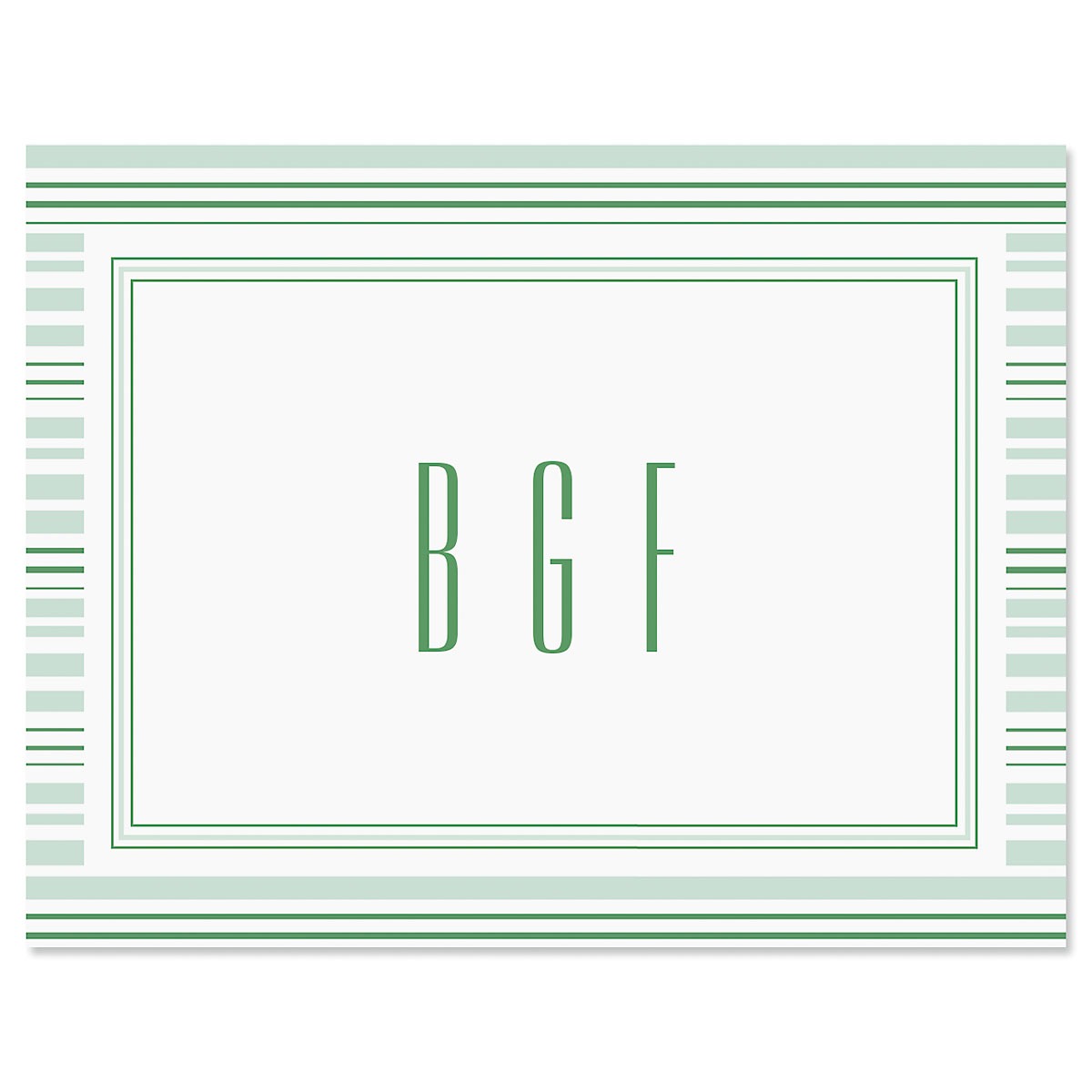 Stripes Personalized Note Cards - Green | Fine Stationery