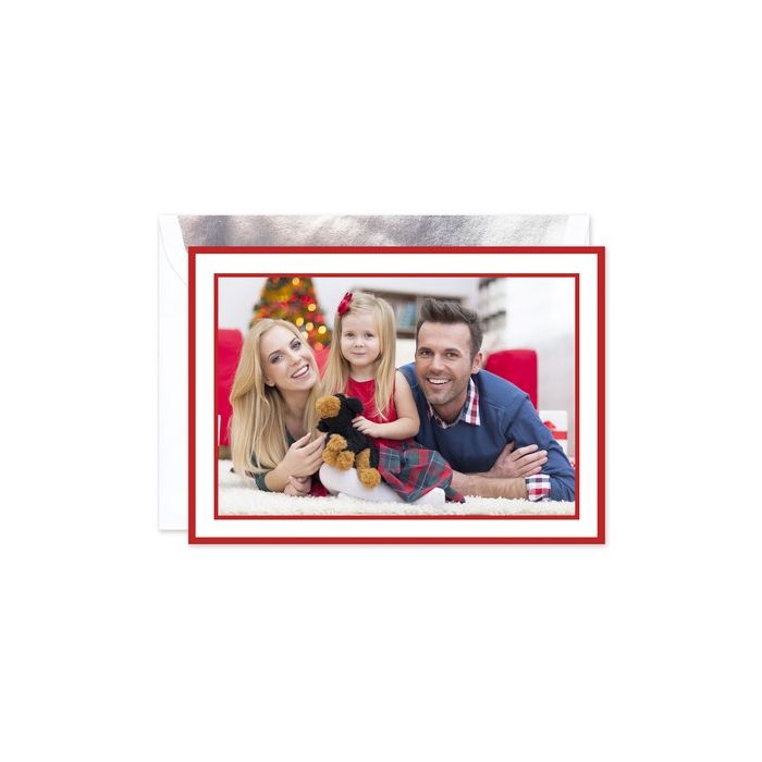 Crimson Border Photo Card | Fine Stationery