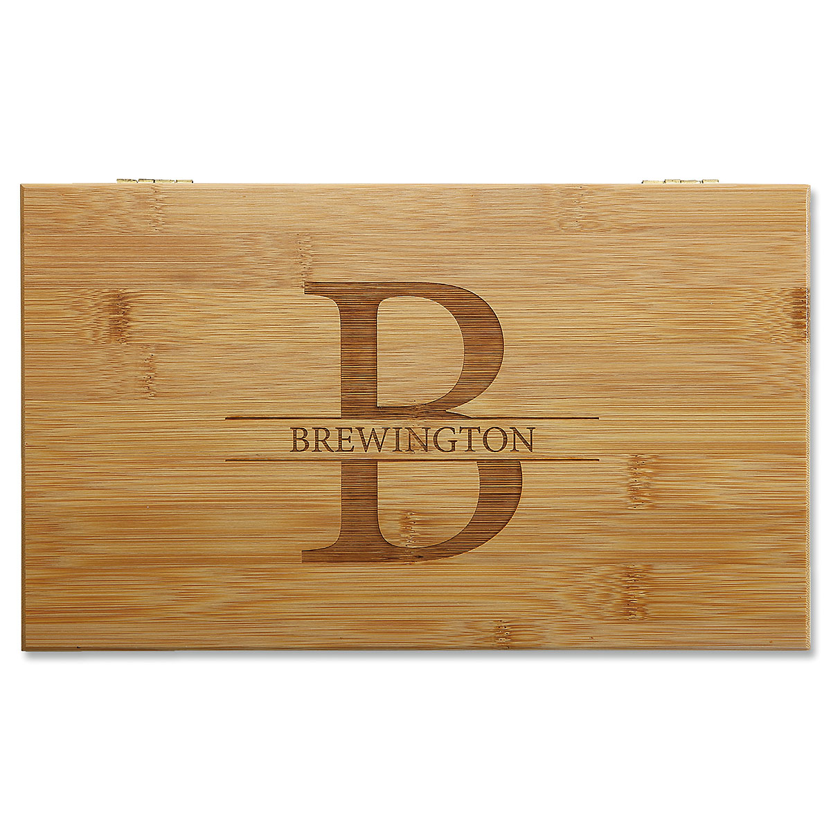 Bamboo Tea Box with Initial and Last Name | Fine Stationery