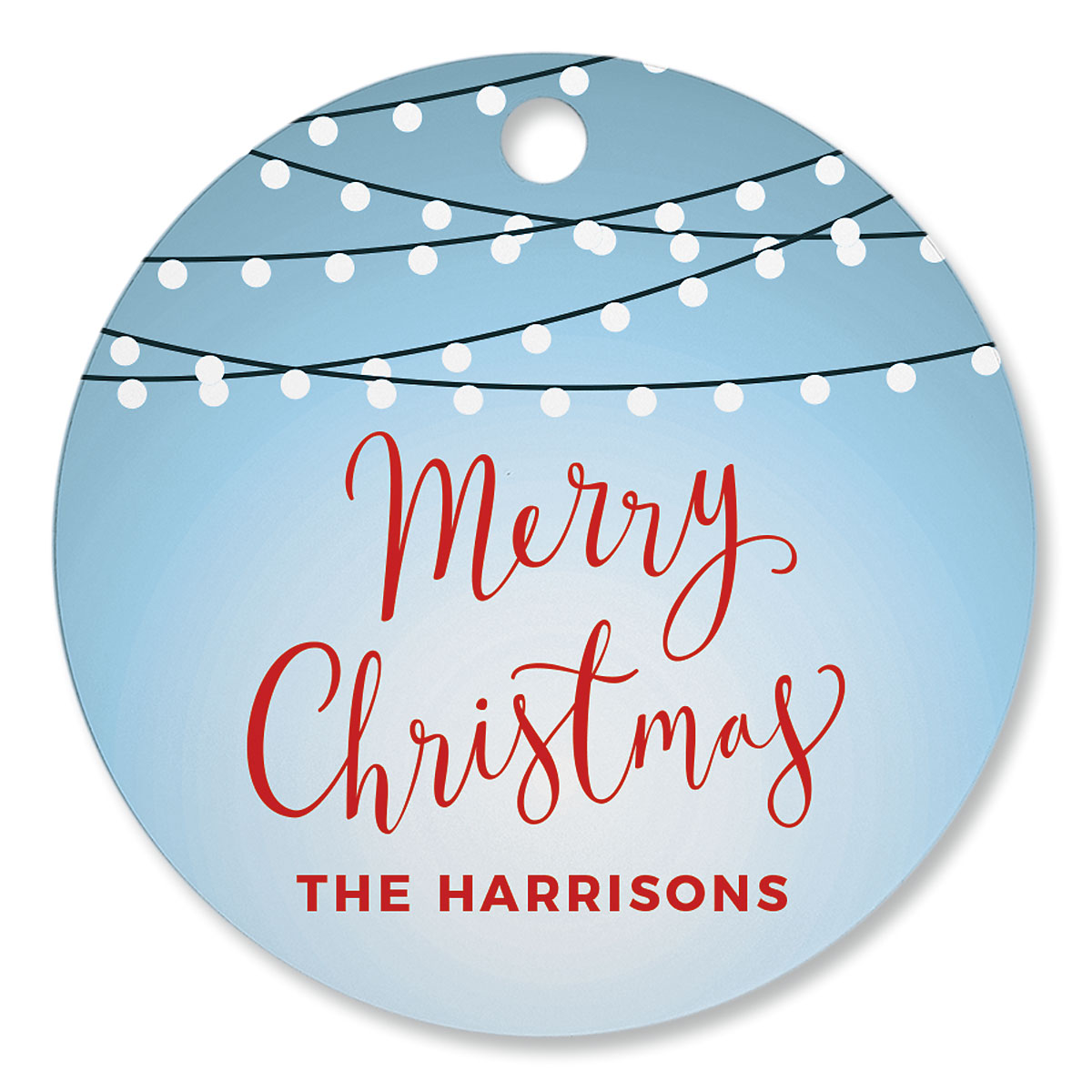 Christmas Lights Custom Circle Ornament | Fine Stationery