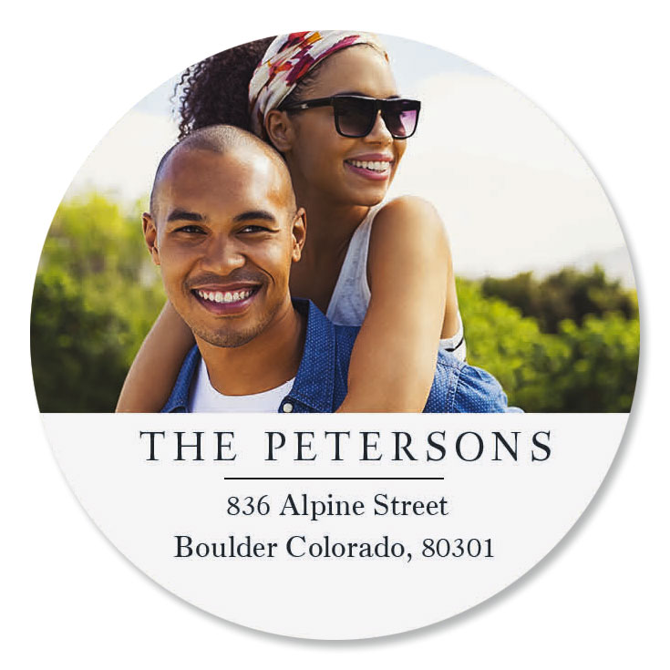 Classic Round Custom Photo Address Labels | Fine Stationery
