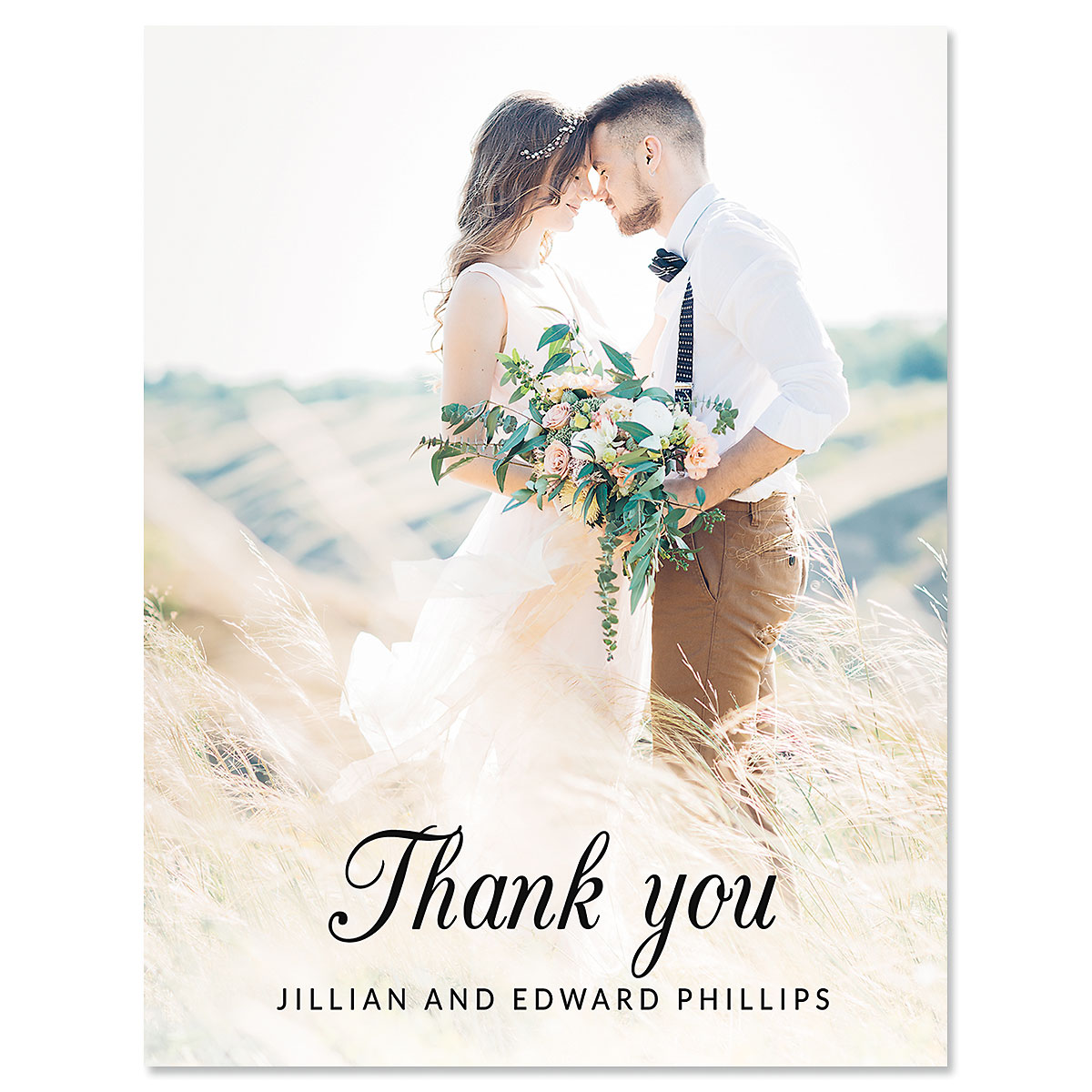 Script Thank You Vertical Photo Note Cards | Fine Stationery
