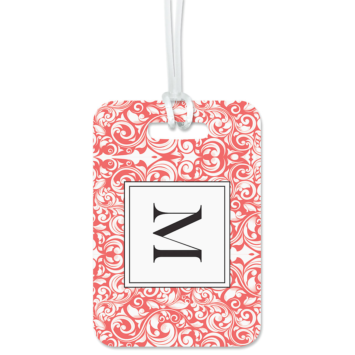 Custom Rose Damask Luggage Tag | Fine Stationery