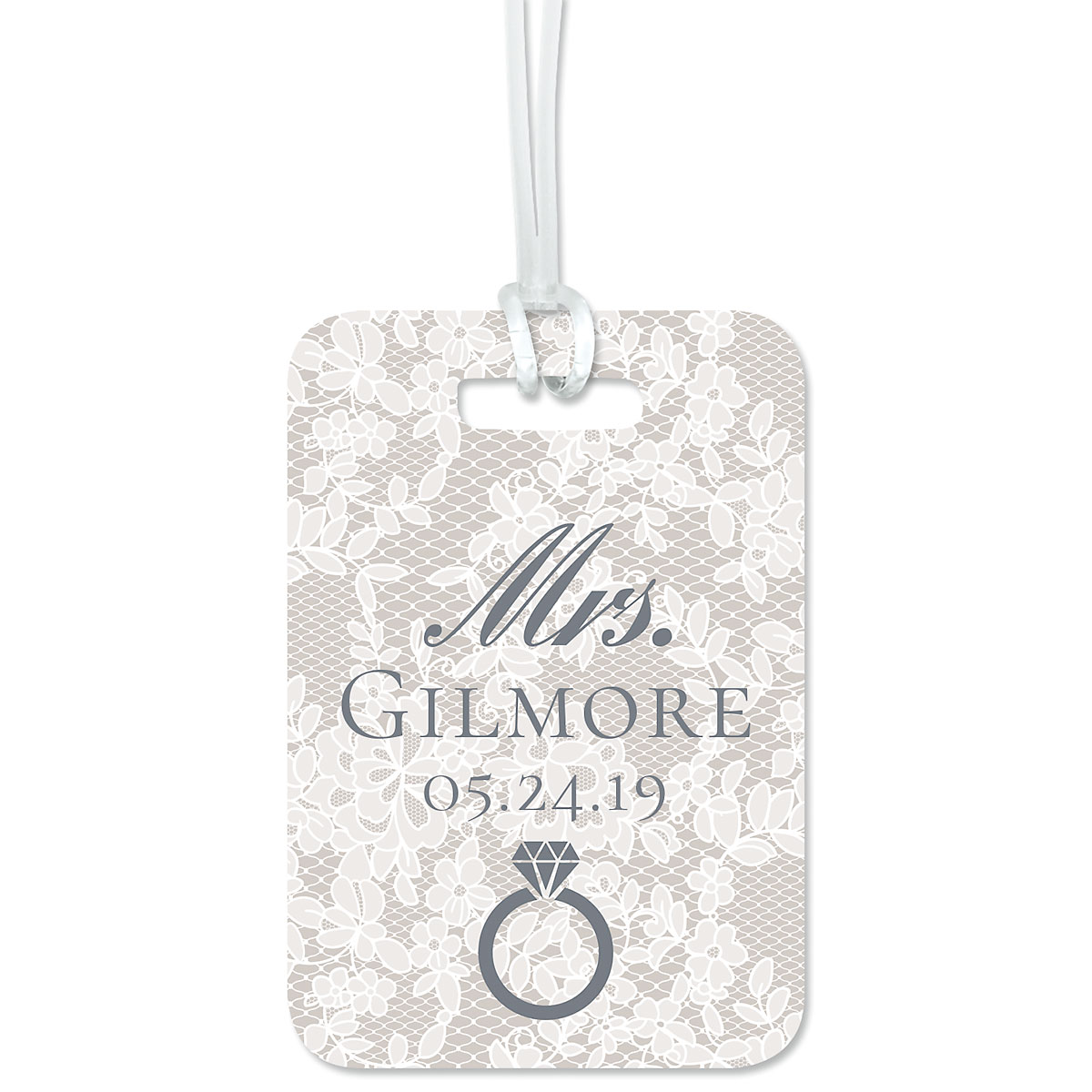 Custom Chantilly Lace Luggage Tag | Fine Stationery