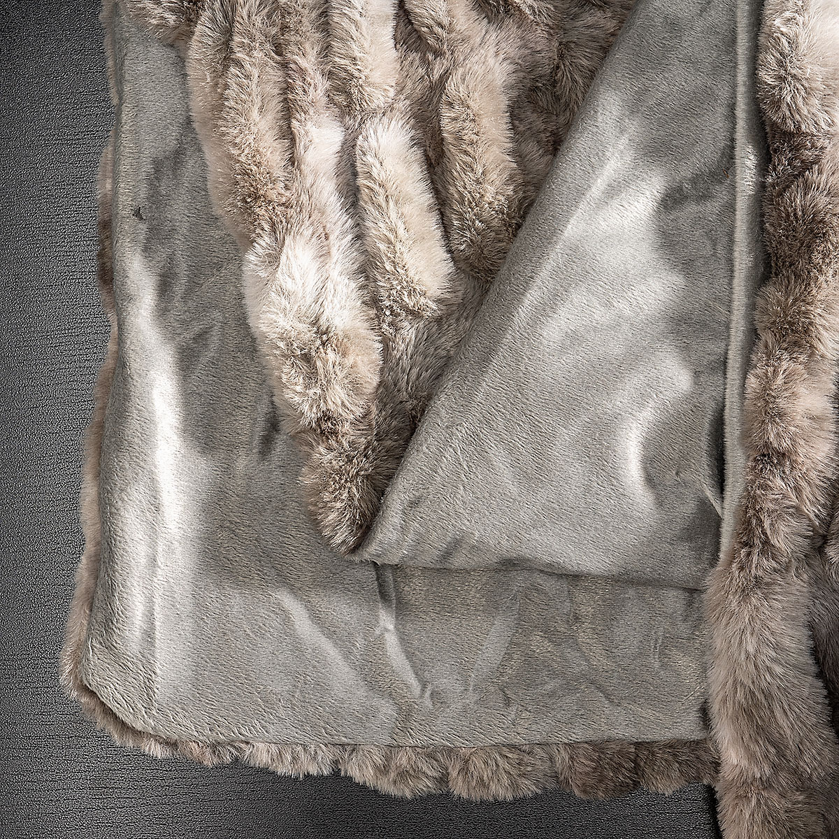 Grey Marbled Faux Fur Throw | Fine Stationery