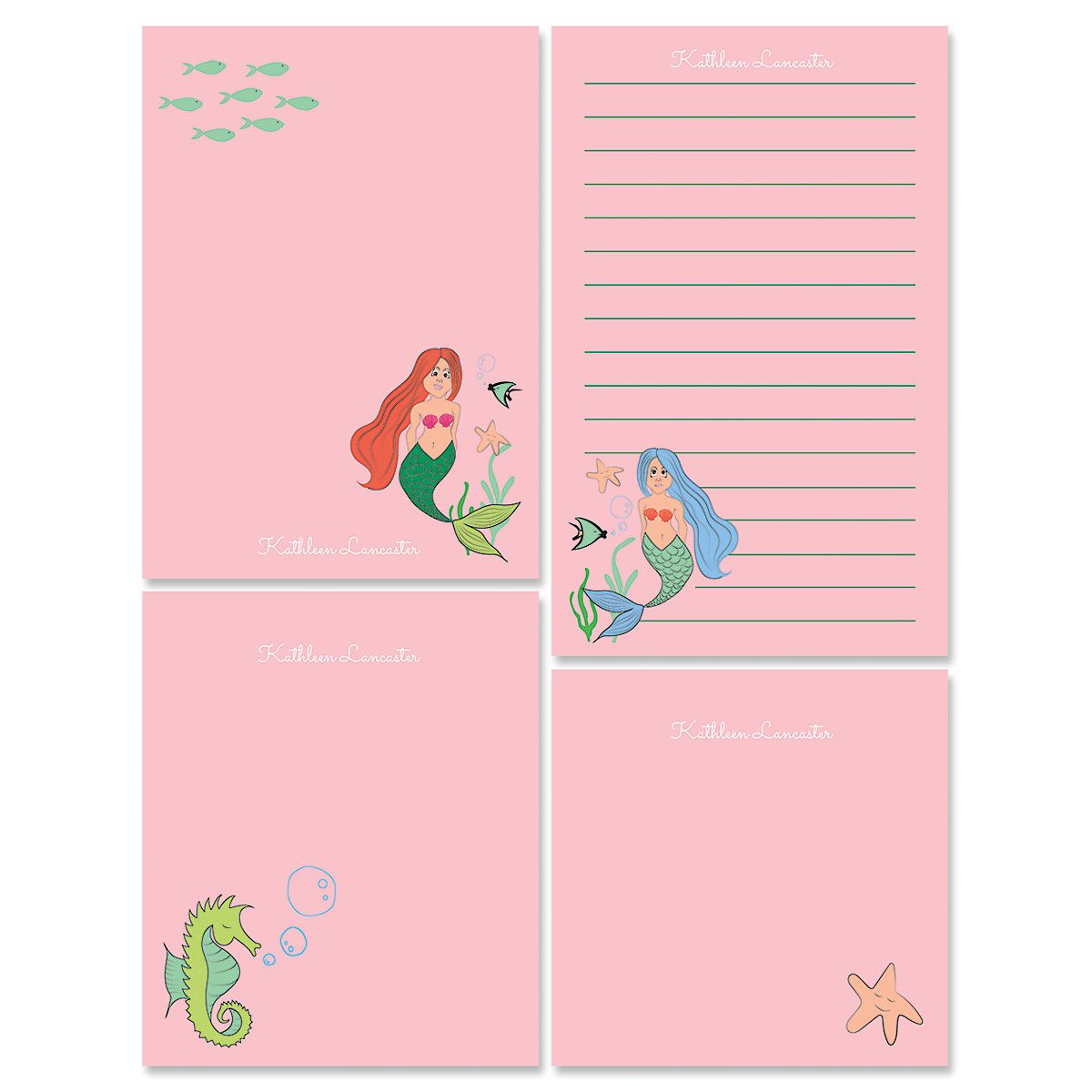Pink Mermaid Memo Pad Sets | Fine Stationery
