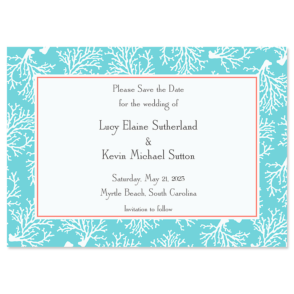 Teal Coral Invitation | Fine Stationery