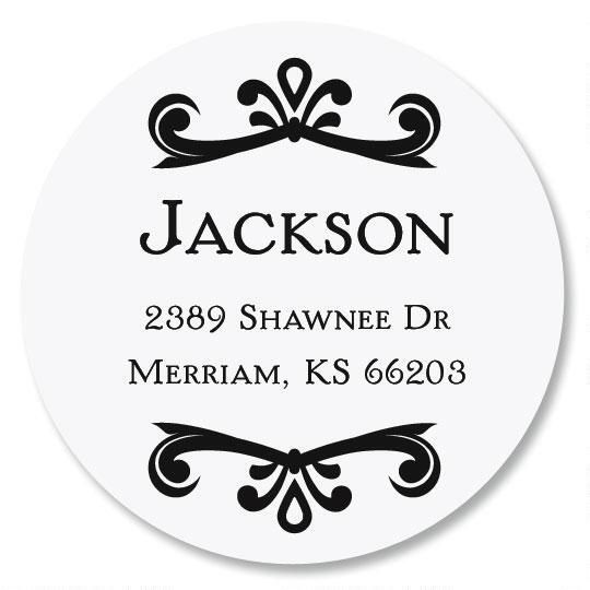 Scroll Name Round Custom Address Labels | Fine Stationery
