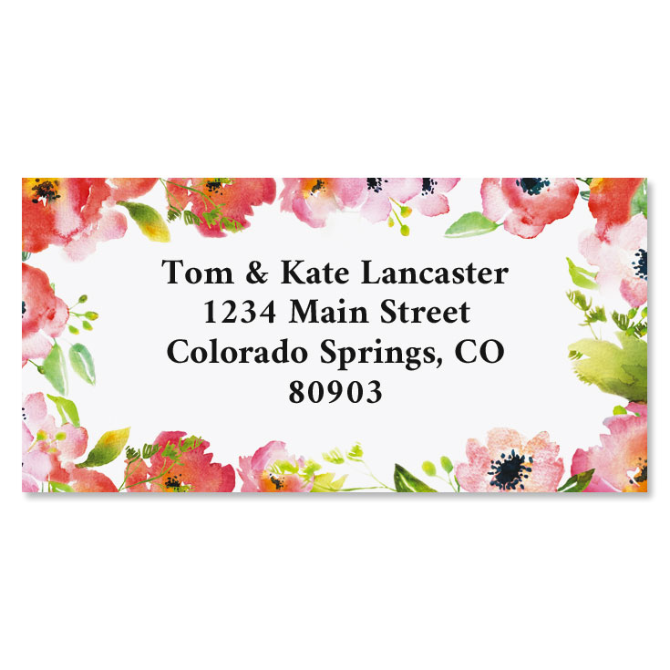 Blushing Garden Border Custom Address Labels | Fine Stationery