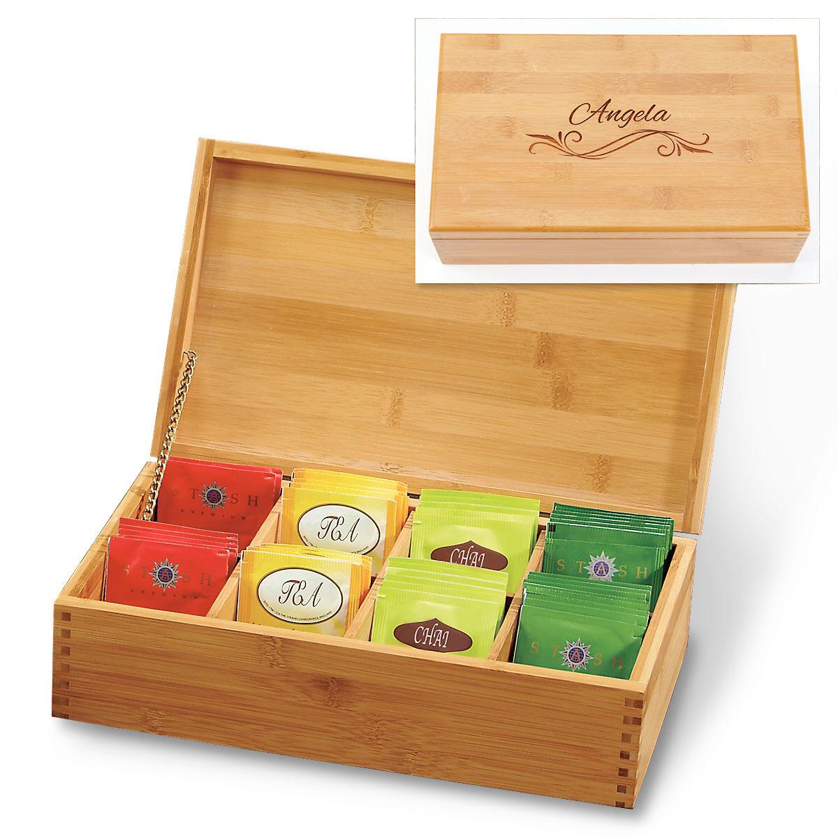 Bamboo Custom Tea Box with Flourish | Fine Stationery