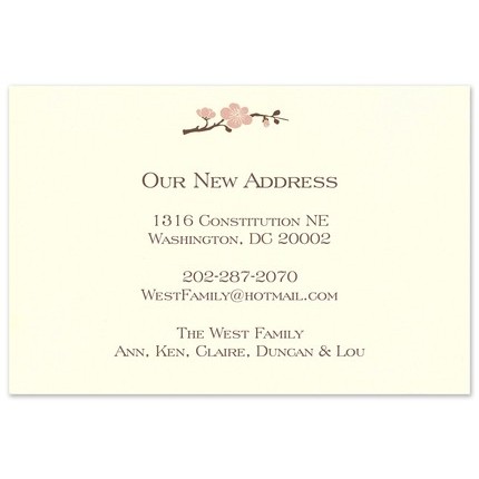 Blossom New Address Flat Card | Fine Stationery