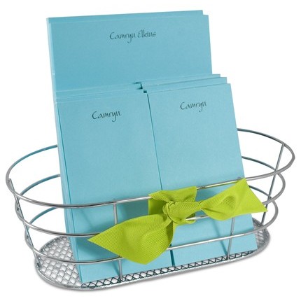 Blue Note Pads & Wire Basket | Fine Stationery