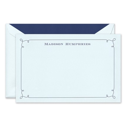 Blue Swirl Frame Flat Card | Fine Stationery