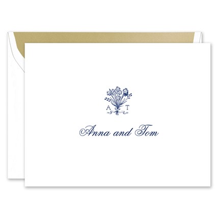 Bouquet Monogram Note Card | Fine Stationery