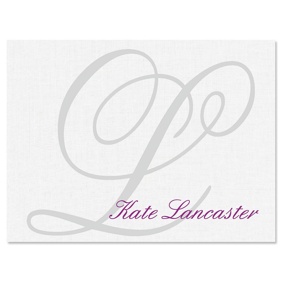 Brushed Initial Personalized Note Cards | Fine Stationery