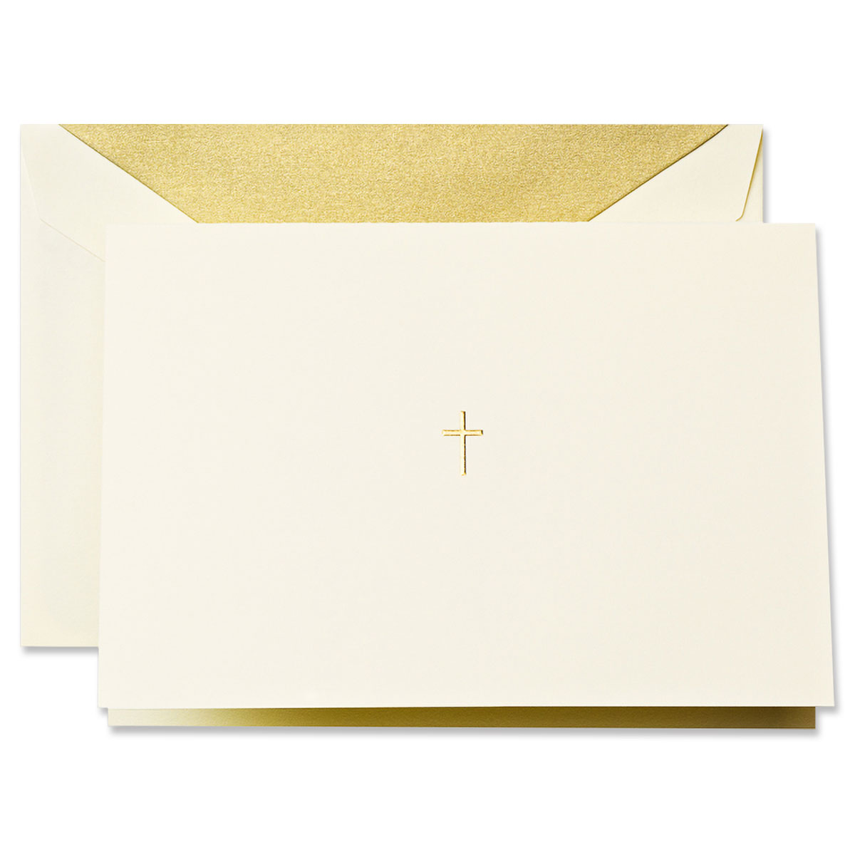 Engraved Ecru Gold Cross Note Boxed Set | Fine Stationery