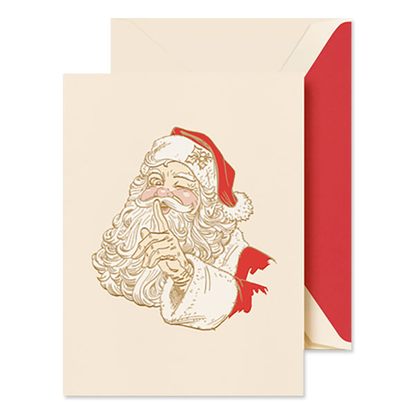 Engraved Santa Claus Wink Greeting Cards Boxed Set | Fine Stationery