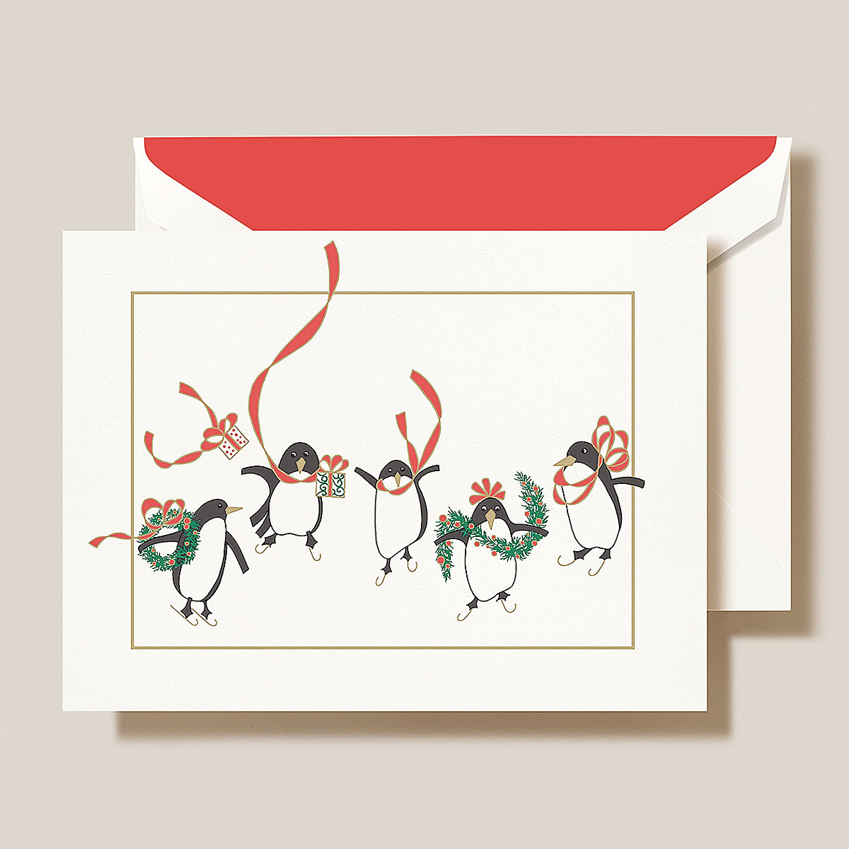 Skating Penguins Greeting Card | Fine Stationery