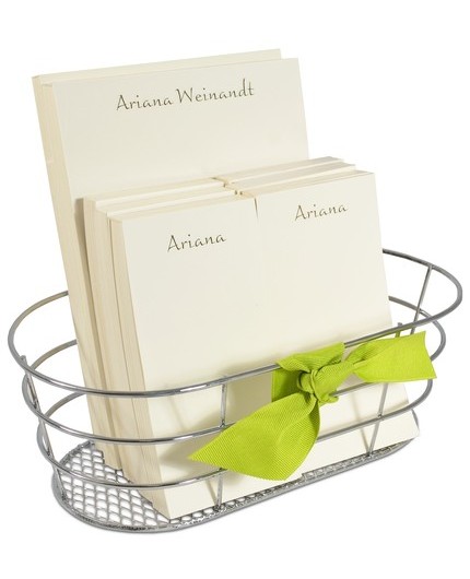 Ecru Note Pads & Basket | Fine Stationery