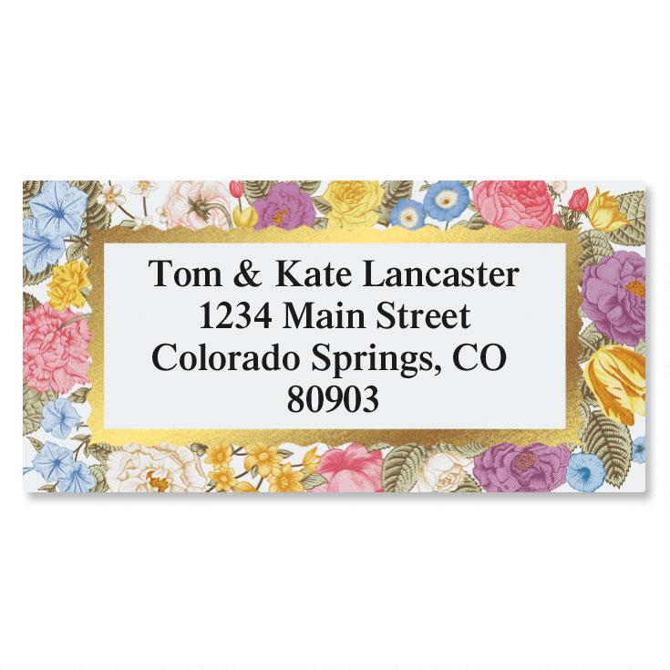 Floral Gold Foil Border Custom Address Labels B398 | Fine Stationery