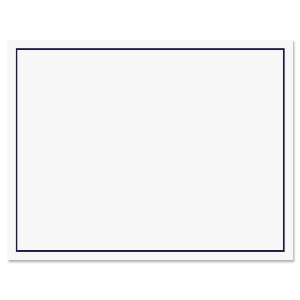 Simple Border Personalized Note Cards with Navy Ink | Fine Stationery