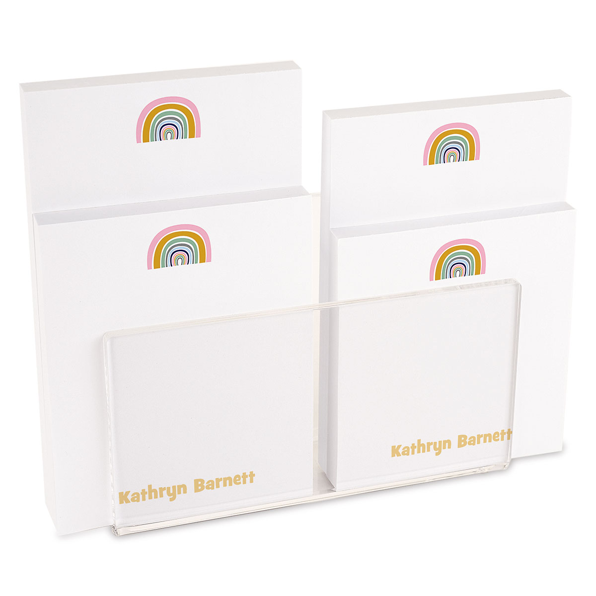 Rainbow Shine Personalized Notepad Set by FineStationery | Fine Stationery