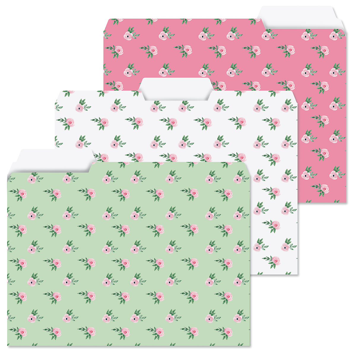 Watercolor Florals File Folders | Fine Stationery