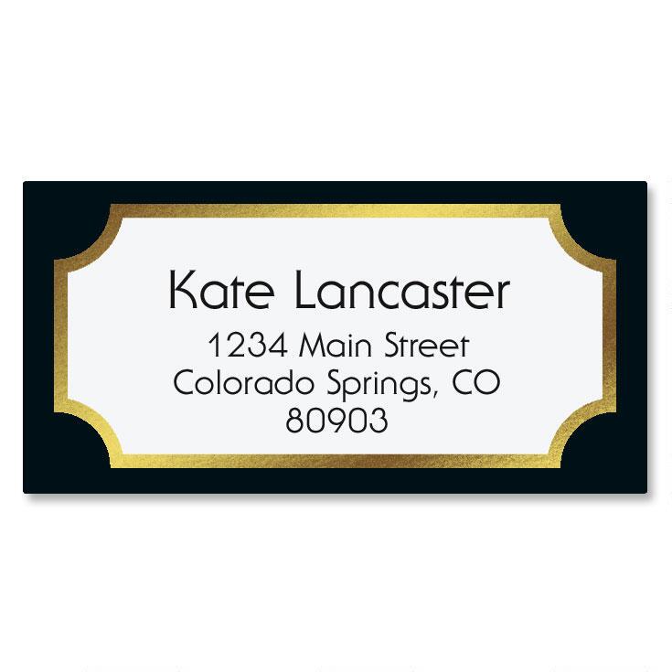 Fundamental Black Foil Border Custom Address Labels | Fine Stationery