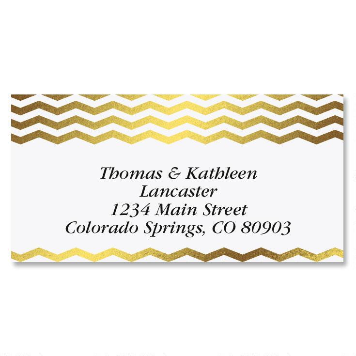 Gilded Chevron Gold Foil Border Custom Address Labels | Fine Stationery