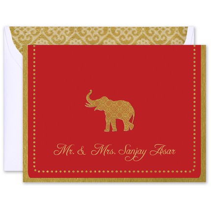 Gold Elephant Note Card | Fine Stationery