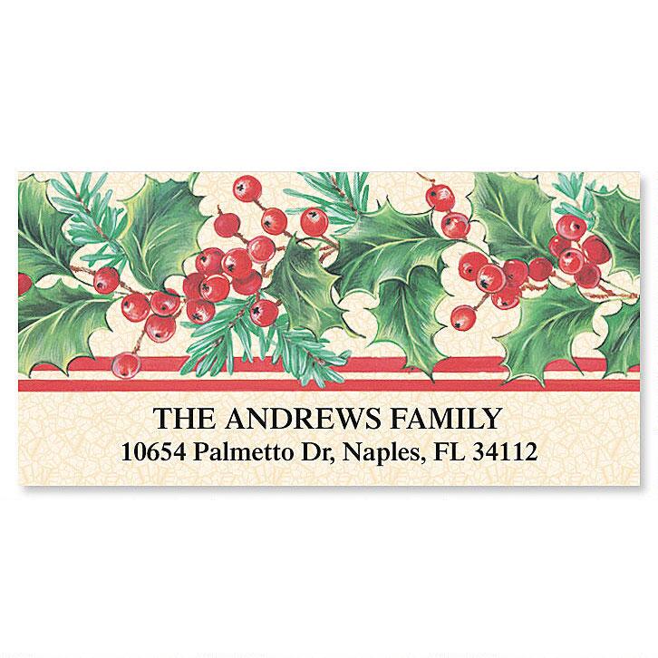 Holly Stripe Deluxe Labels L912 | Fine Stationery