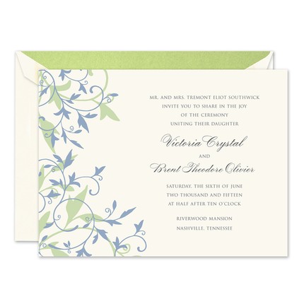 Lagoon Tendrils Invitation | Fine Stationery