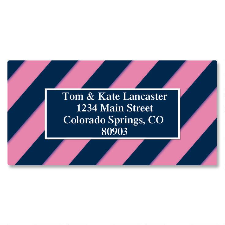 Navy and Pink Border Custom Address Labels | Fine Stationery