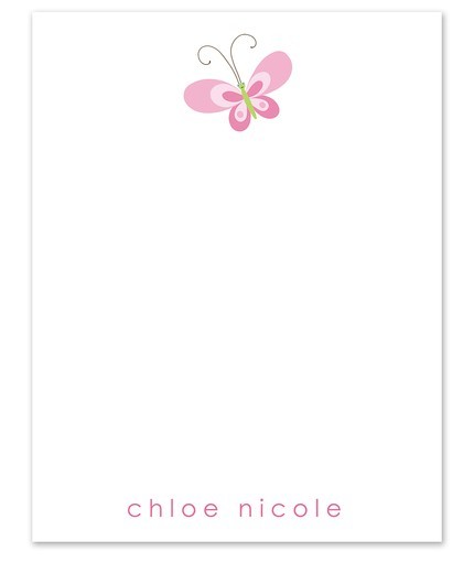 Pink Butterfly Flat Card | Fine Stationery