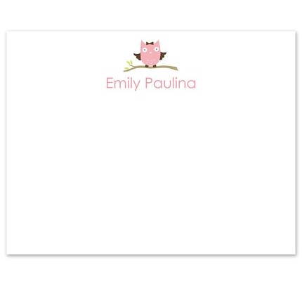 Pink Owl Flat Card | Fine Stationery
